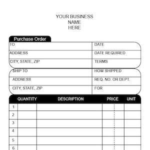 PO Book 2 Part NCR 50 Sets 51/2 X 81/2 in Full Color With Your Info on ...