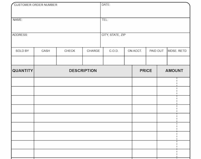 Custom 2-part Invoice Form 8.5 X 5.5 Inches - NCR 2-part Personalized ...