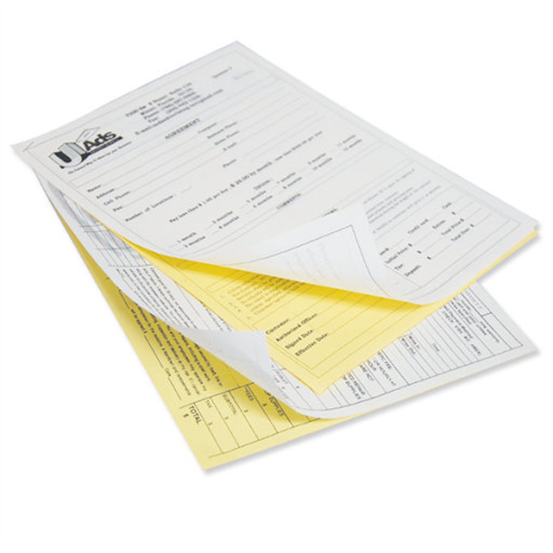 100 Sets of 2 Part NCR Invoices 5 1/2" X 8 1/2" in Color Loose ...