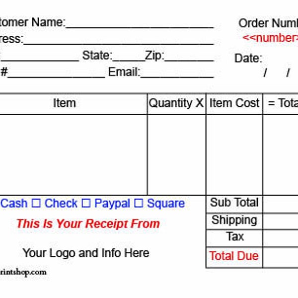 Custom Receipt Book Carbon Copy - Etsy