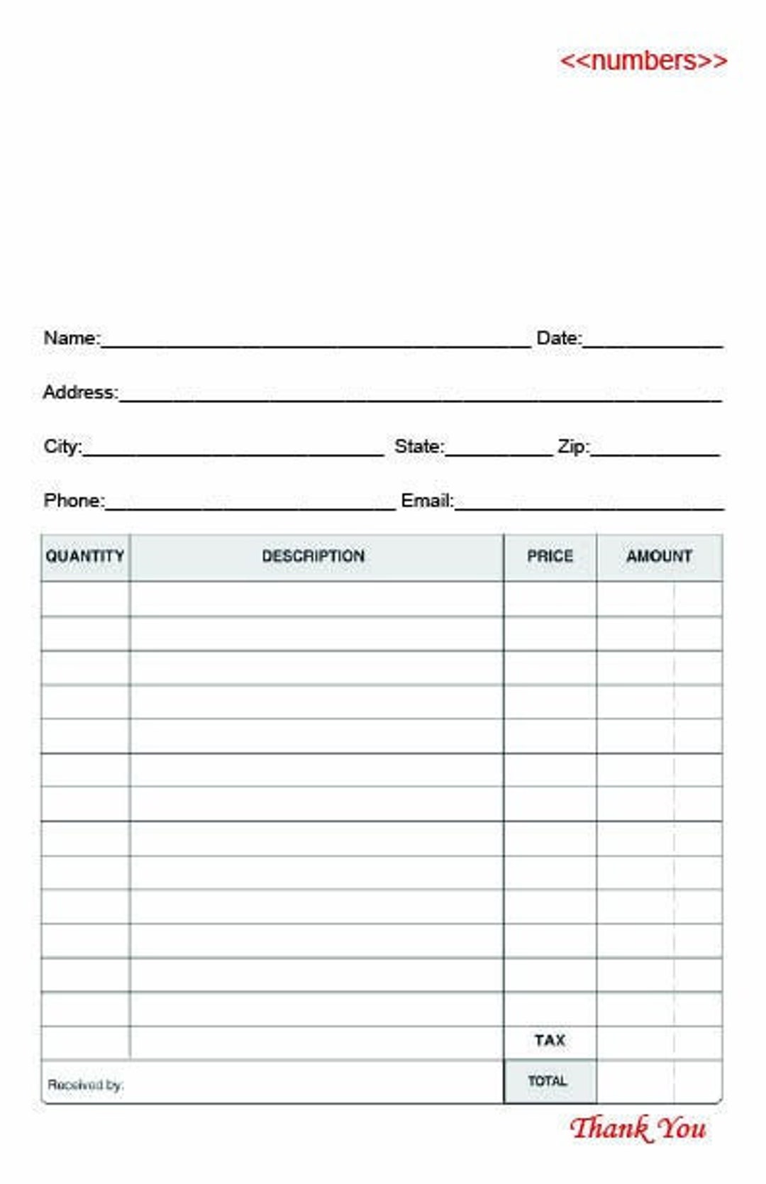 2 Part Ncr Carbonless Custom Sales Receipt Book Full Color 5.5 X 8.5 ...