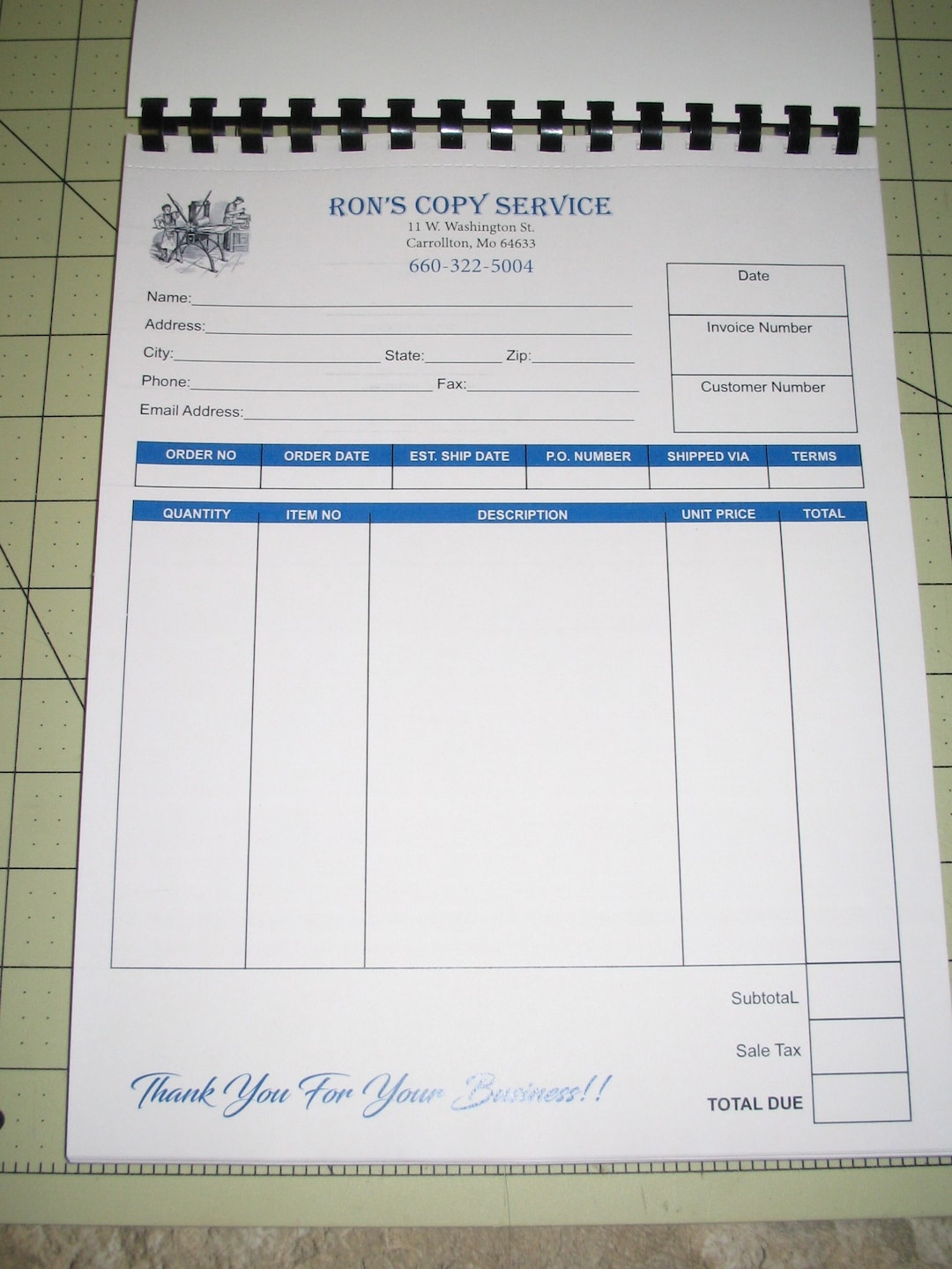 2 Part NCR 50 Sets Form 81/2 X 11 Comb Bound and Perforated in Full ...