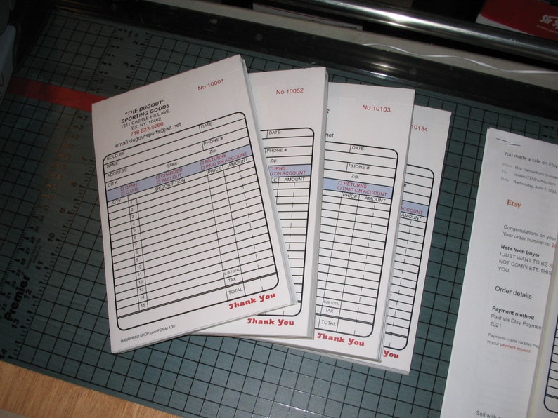 2 Part Ncr Carbonless Sales Receipt Book Custom Personalized Full Color ...