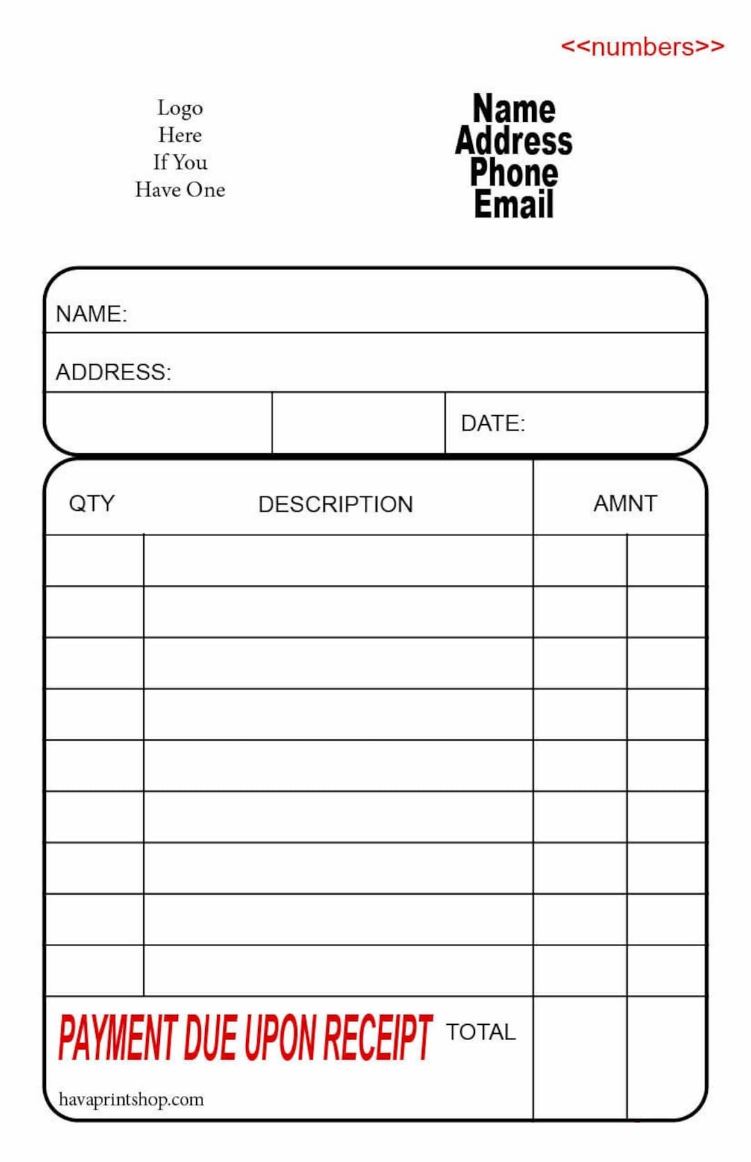 2 Part Ncr Carbonless Sales Receipt Book Custom Personalized Full Color ...