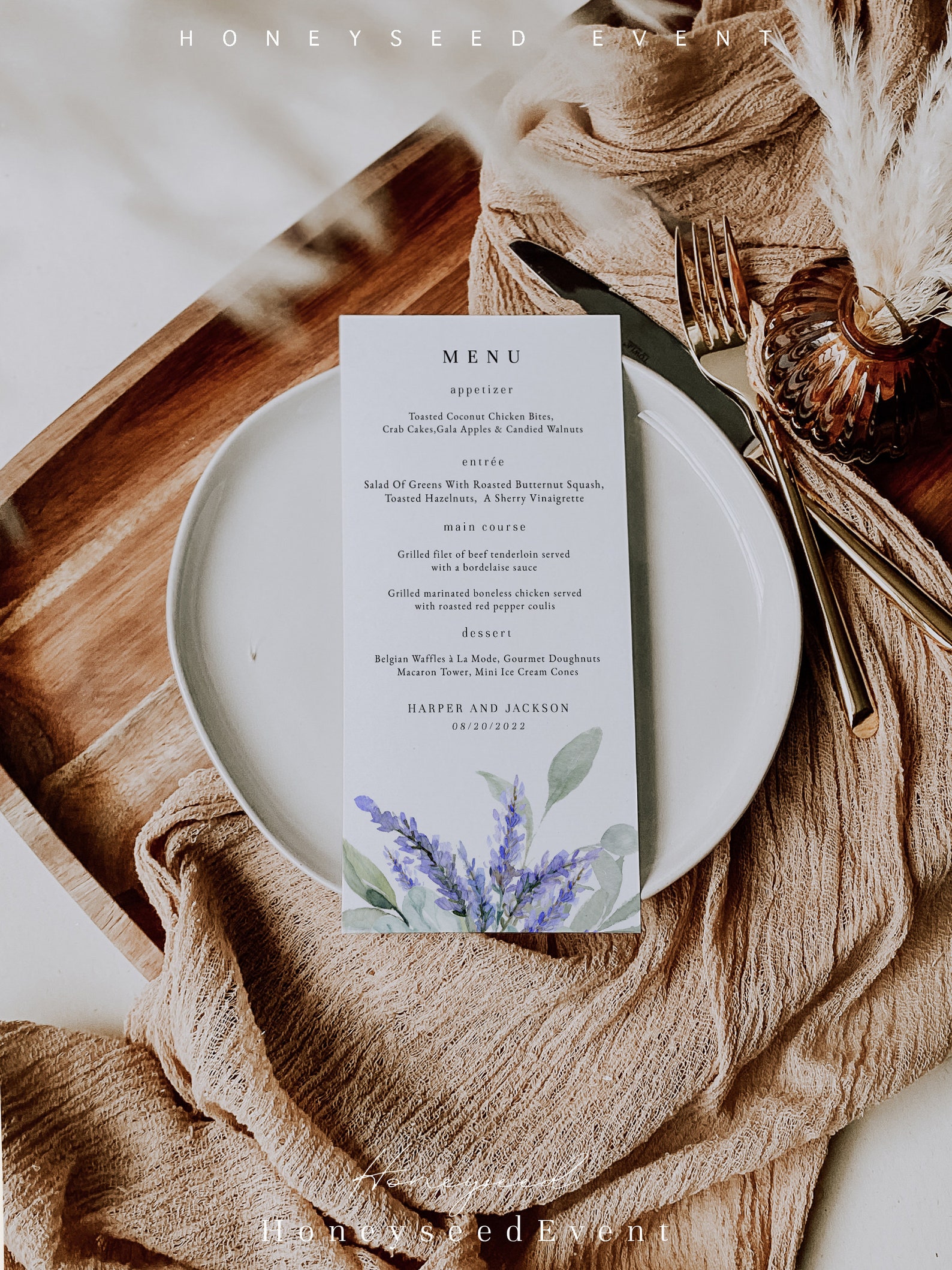 Lavender Sage Wedding Menu Template Lavender and Greenery | Etsy