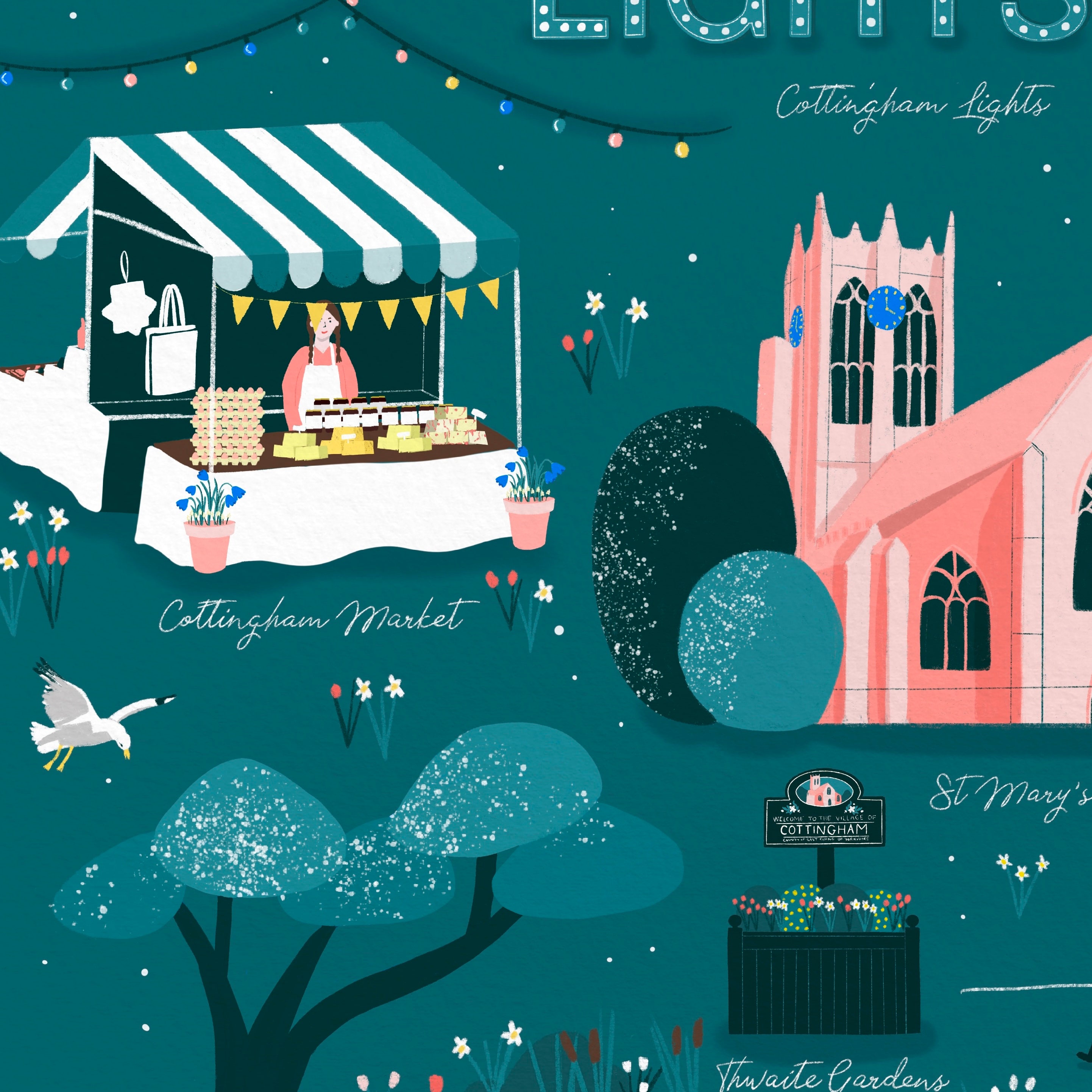 Cottingham Landmarks Art Print, Cottingham Landmarks Poster, East ...