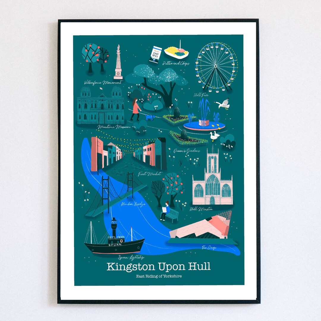 Hull Landmarks Art Print, Hull Travel Print, Kingston Upon Hull ...