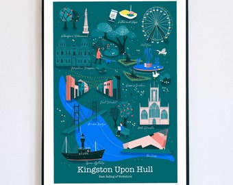 Hull Map Poster - Etsy UK