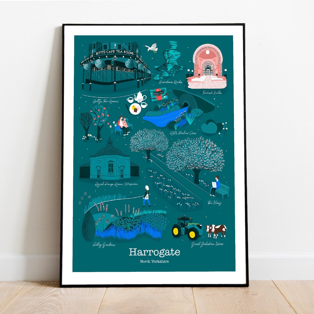 Harrogate Landmarks Art Print, Harrogate Landmarks Poster, North ...
