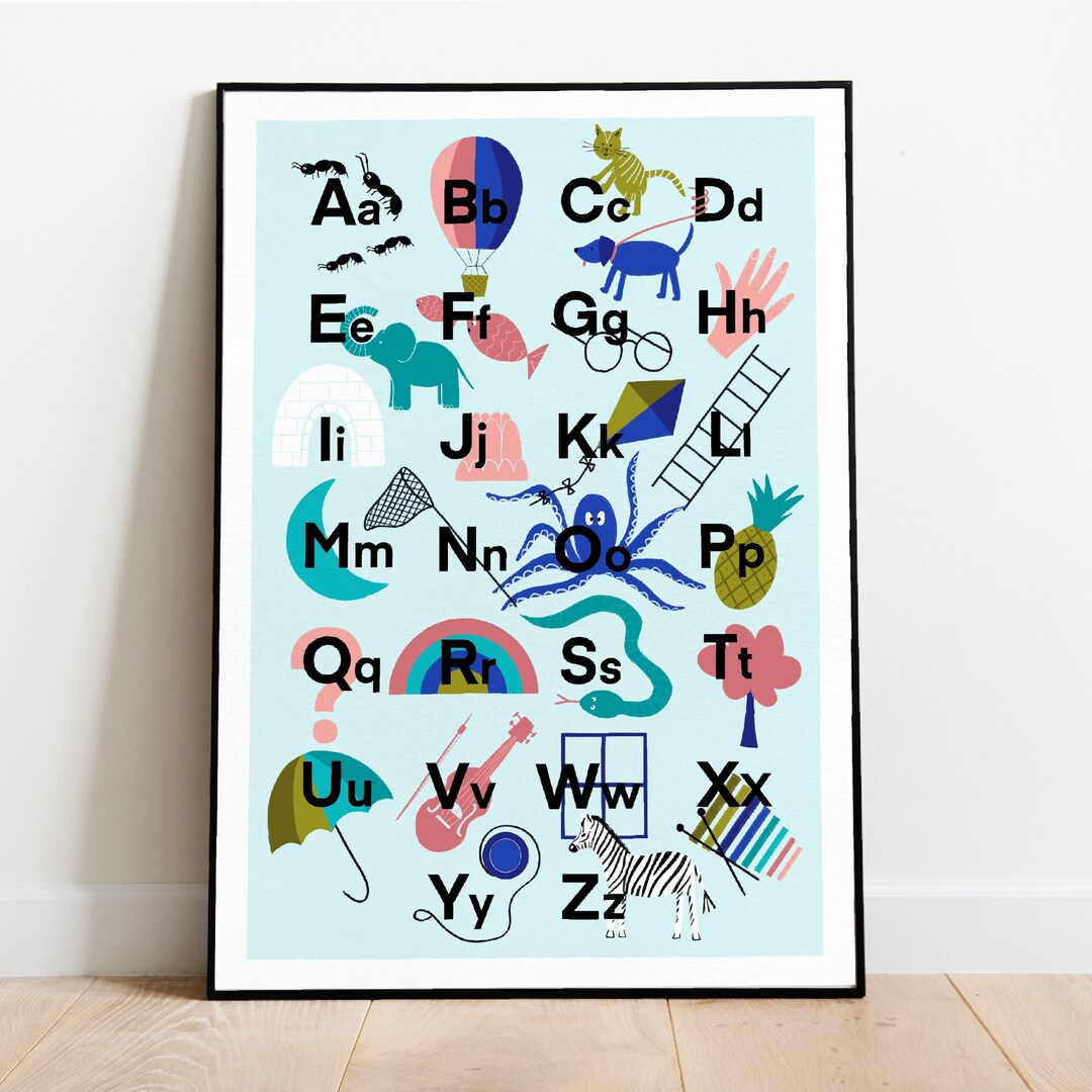 Alphabet Art Print, Nursery Wall Decor, Childrens Illustration, Kids ...