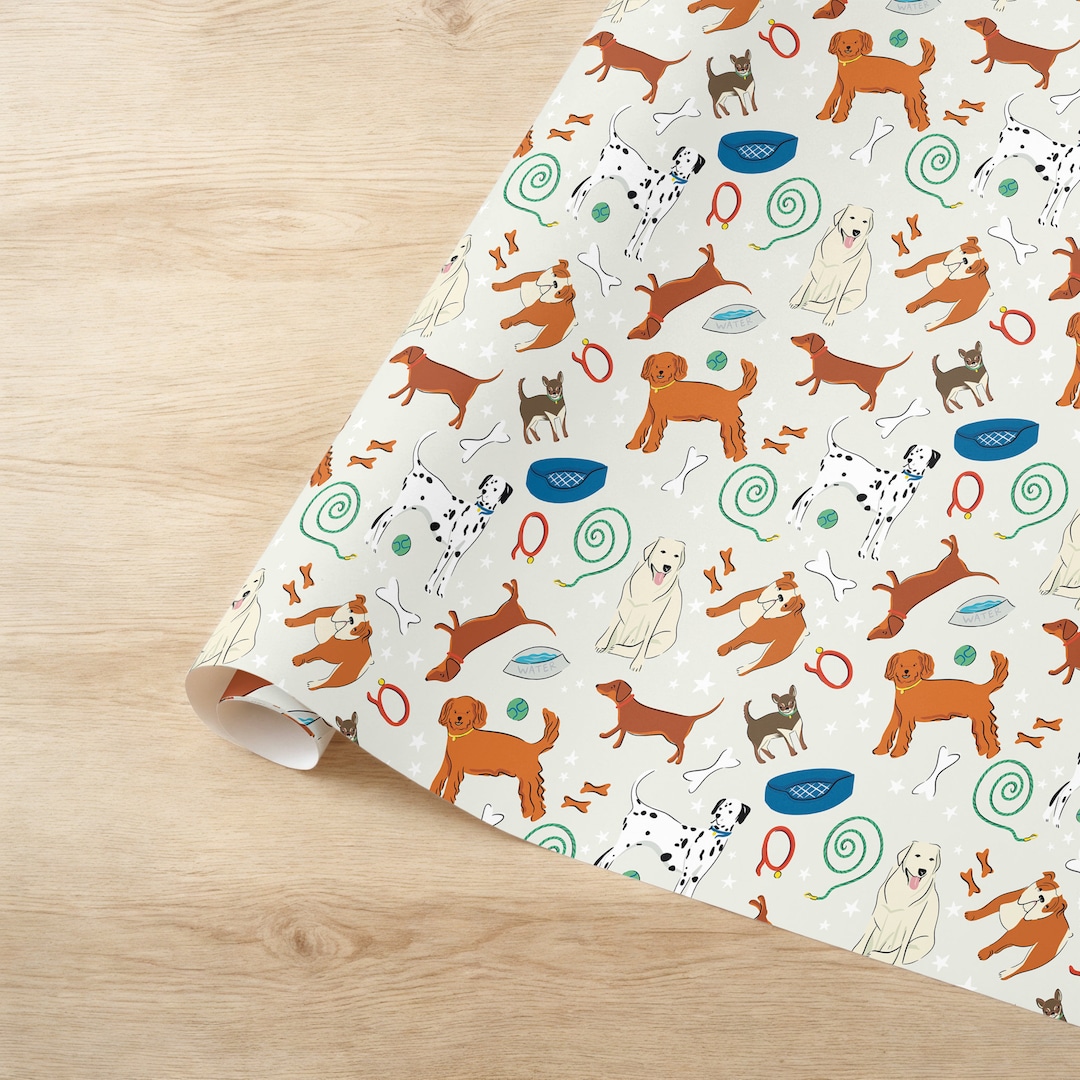 Dogs Gift Wrap, Wrapping Paper, Dog Breeds, Gift Wrap - Etsy
