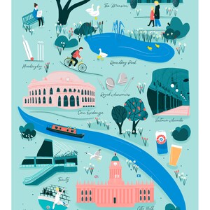 Leeds Landmarks Art Print, Leeds Landmarks Poster, West Yorkshire ...