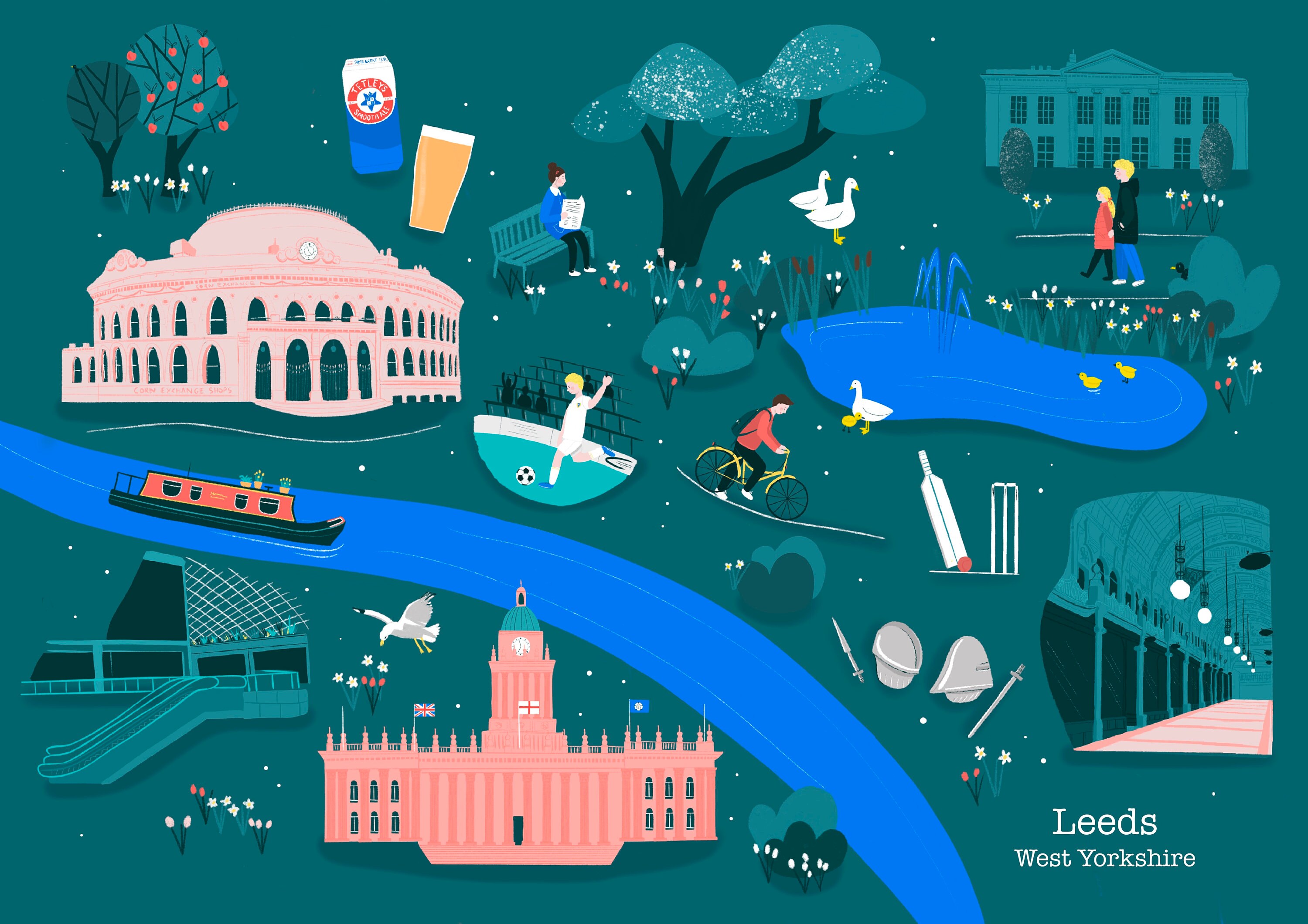 Leeds Card, Leeds Landmarks Card, West Yorkshire Card, Illustrated Card ...