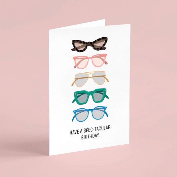 Spectacular Birthday Card Glasses Birthday Card Illustrated | Etsy