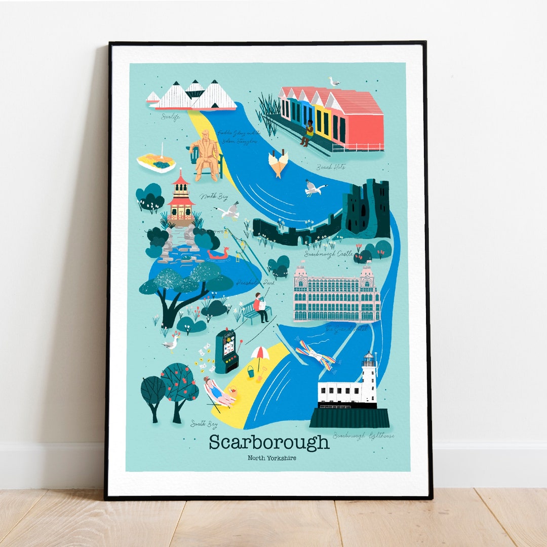 Scarborough Landmarks Art Print, Scarborough Travel Print, Scarborough ...