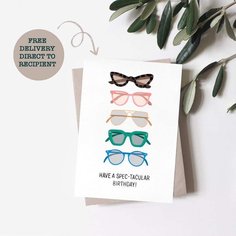 Spectacular Birthday Card Glasses Birthday Card Illustrated - Etsy