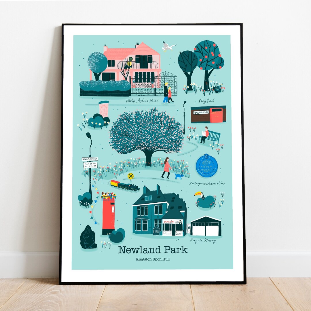Newland Park Landmarks Art Print, Hull Landmarks Poster, East Riding of ...