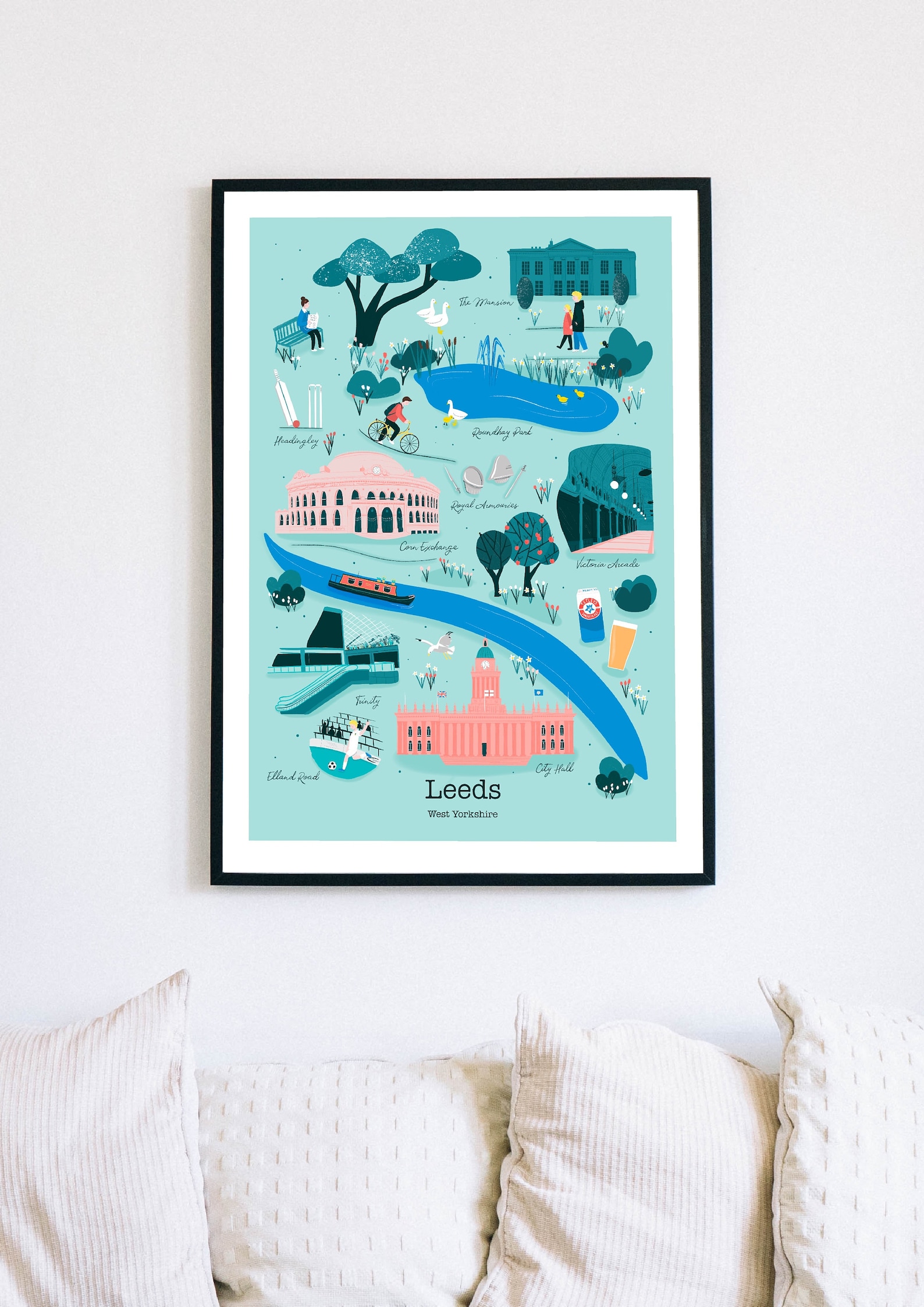Leeds Landmarks Art Print, Leeds Landmarks Poster, West Yorkshire ...