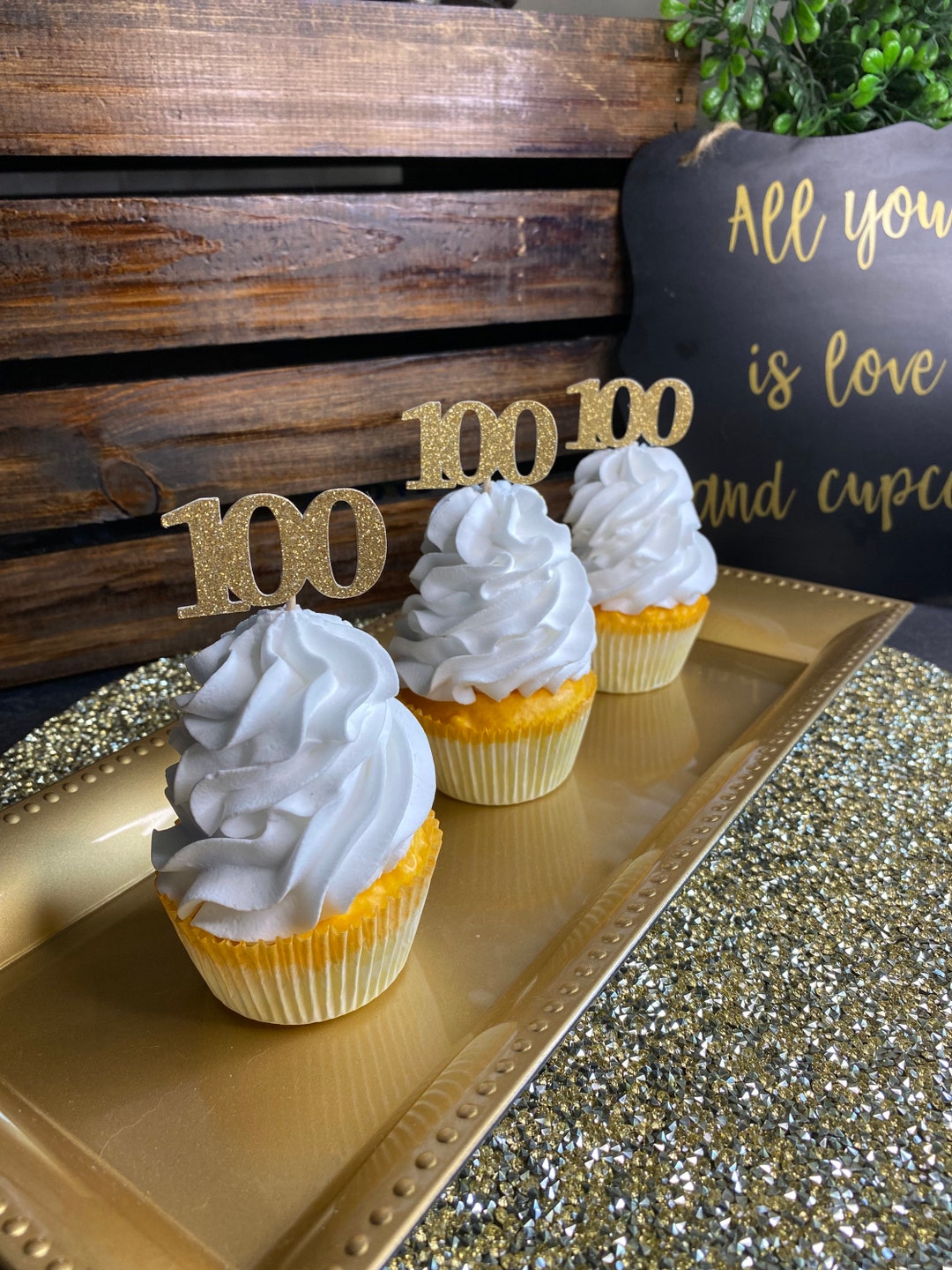 100th Birthday Cupcake Topper/ 100th Birthday Party Decorations/ Custom ...