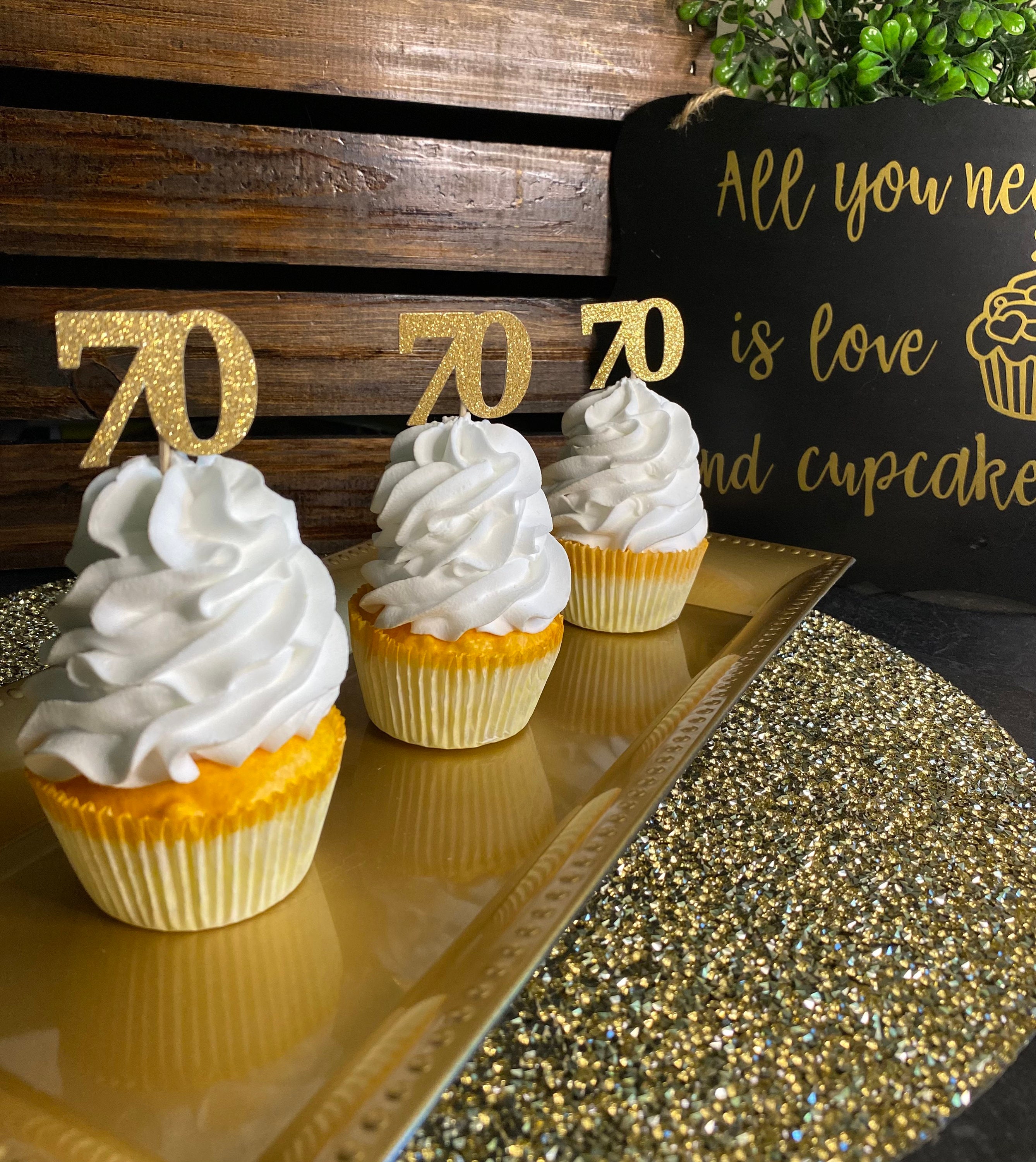 70th Birthday Cupcake Topper/ 70th Birthday Party Decorations/ Custom ...
