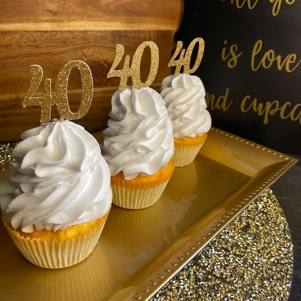 40th Cupcake Cake Topper - Etsy