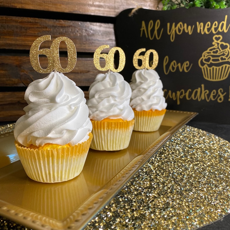 60th Cupcake Toppers - Etsy