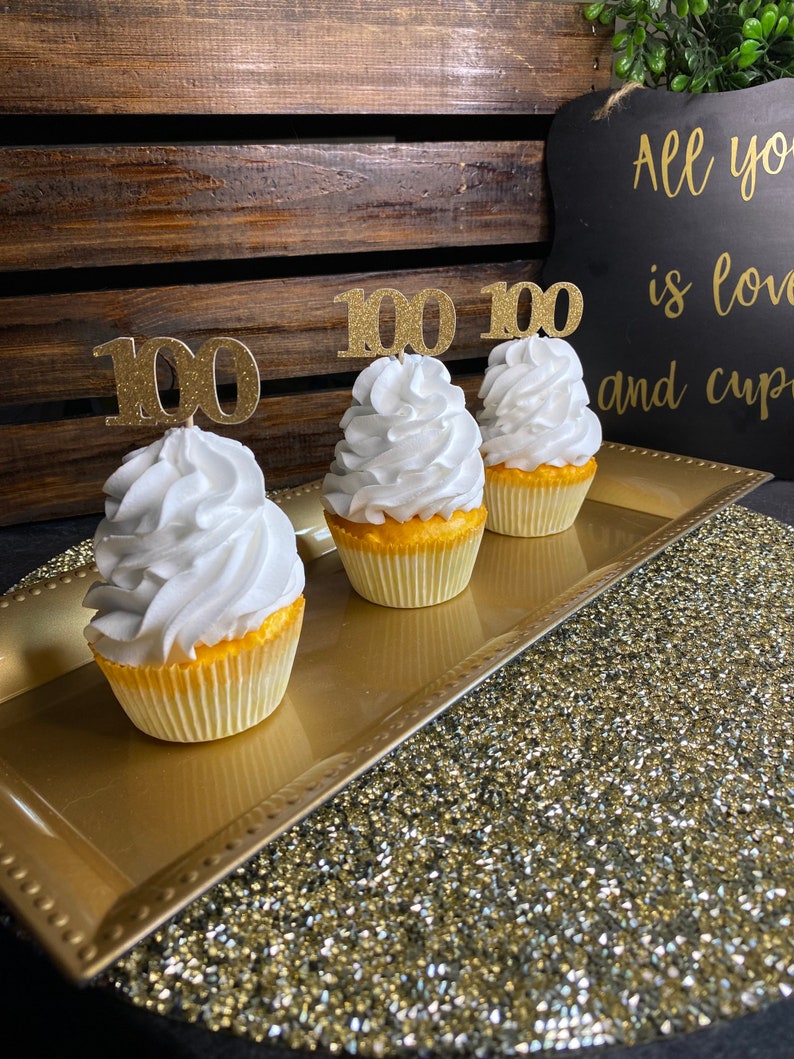 100th Birthday Cupcake Topper/ 100th Birthday Party Decorations/ Custom ...