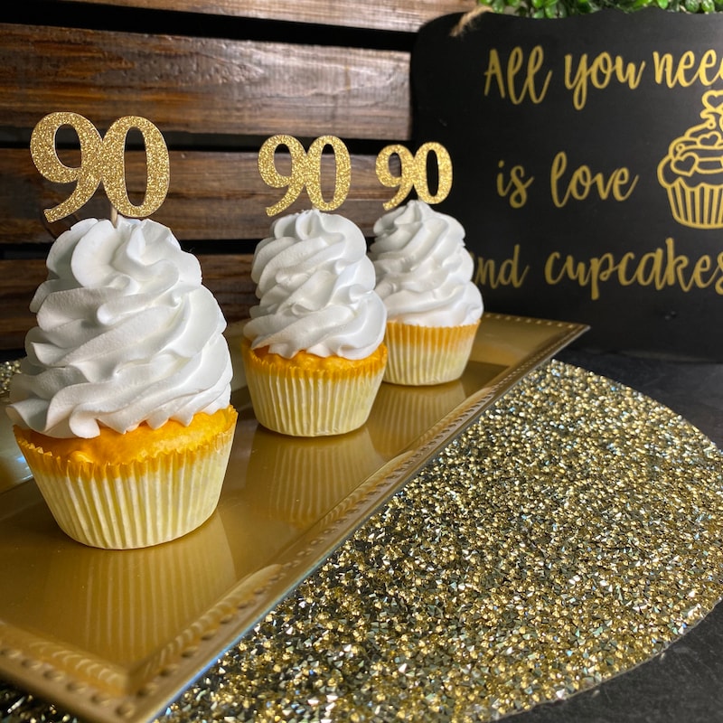 90th Cupcake Toppers - Etsy