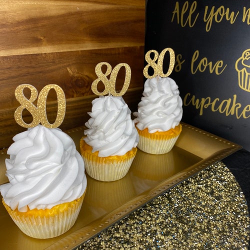 80th Birthday Cupcake Topper 80th Birthday Party Decorations Etsy