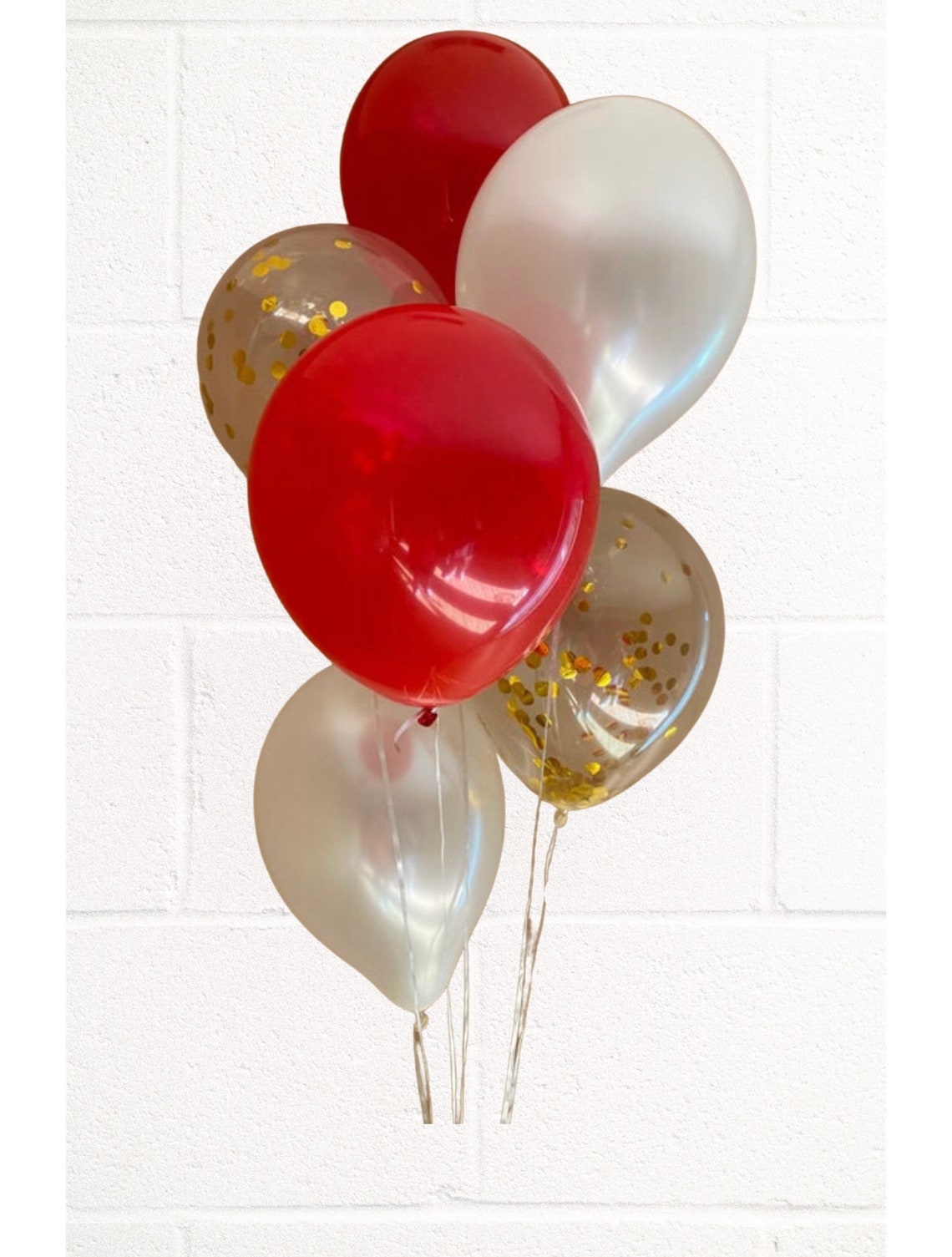Red Balloons Confetti Balloons White Balloons 6 Ct | Etsy