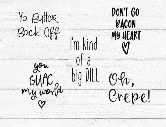 Food Puns SVG Bundle, Digital File, Cut File for Silhouette and Cricut ...