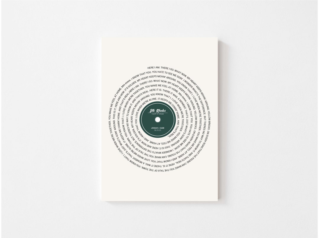 Personalized Lyric Vinyl Print, Custom Lyric Vinyl Print, Gift for Her ...