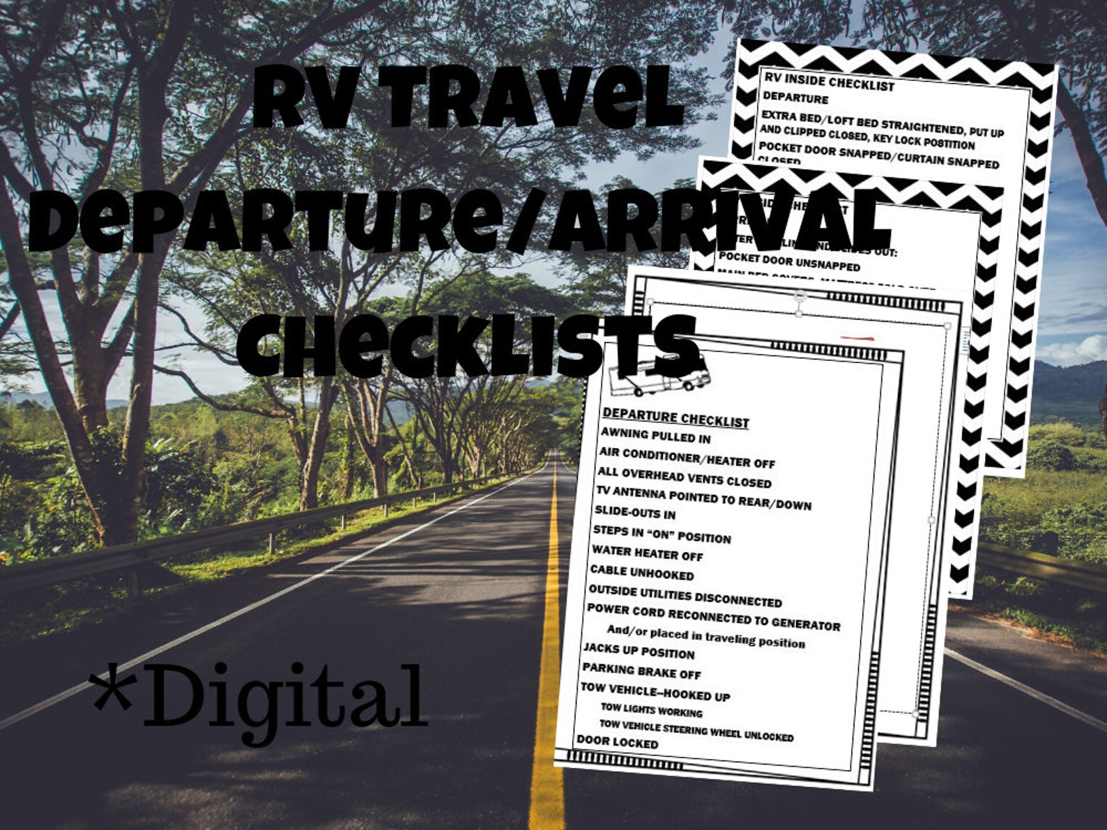 RV Departure Arrival Check List Motorhome Vacation Camper List - Etsy