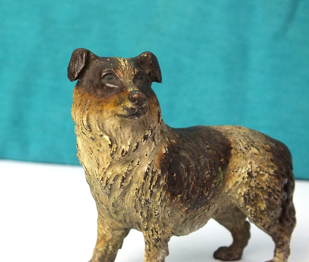 335g Fine Antique Austrian Cold Painted Bronze Collie Dog in the Style of Franz Bergman - Etsy