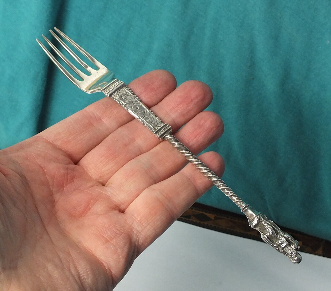 41g Unusual Large Dutch Hanau Solid Silver Fork With Apostle / Figural ...