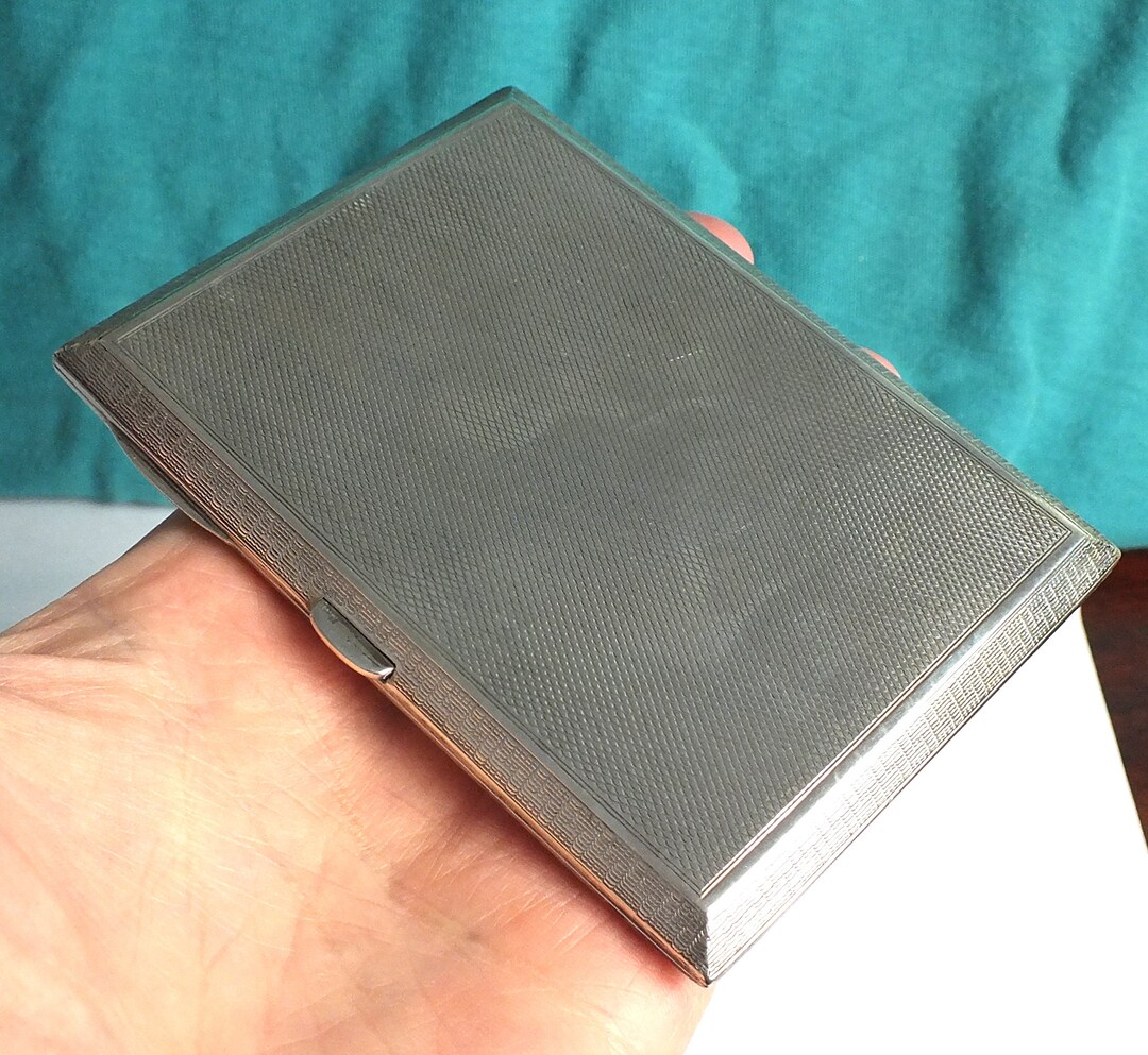 204g Large and Heavy Solid Silver Art Deco Cigarette Case Birmingham ...