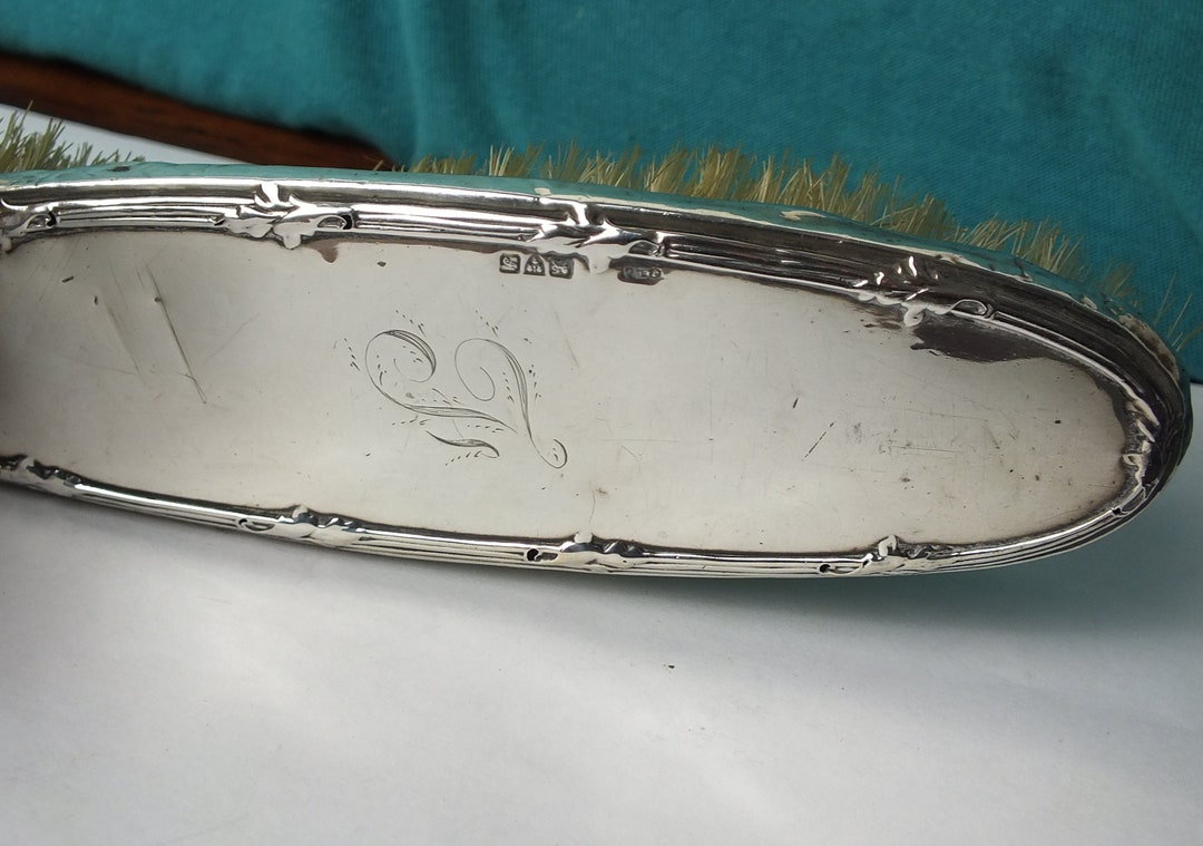 Antique Solid Silver Clothes Brush With Engraved Monogram Chester 1909 ...