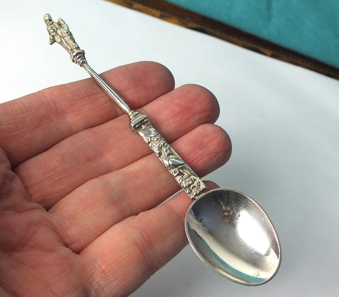 Unusual Dutch Hanau Solid Silver Figural / Apostle Spoon Rinze Jans ...