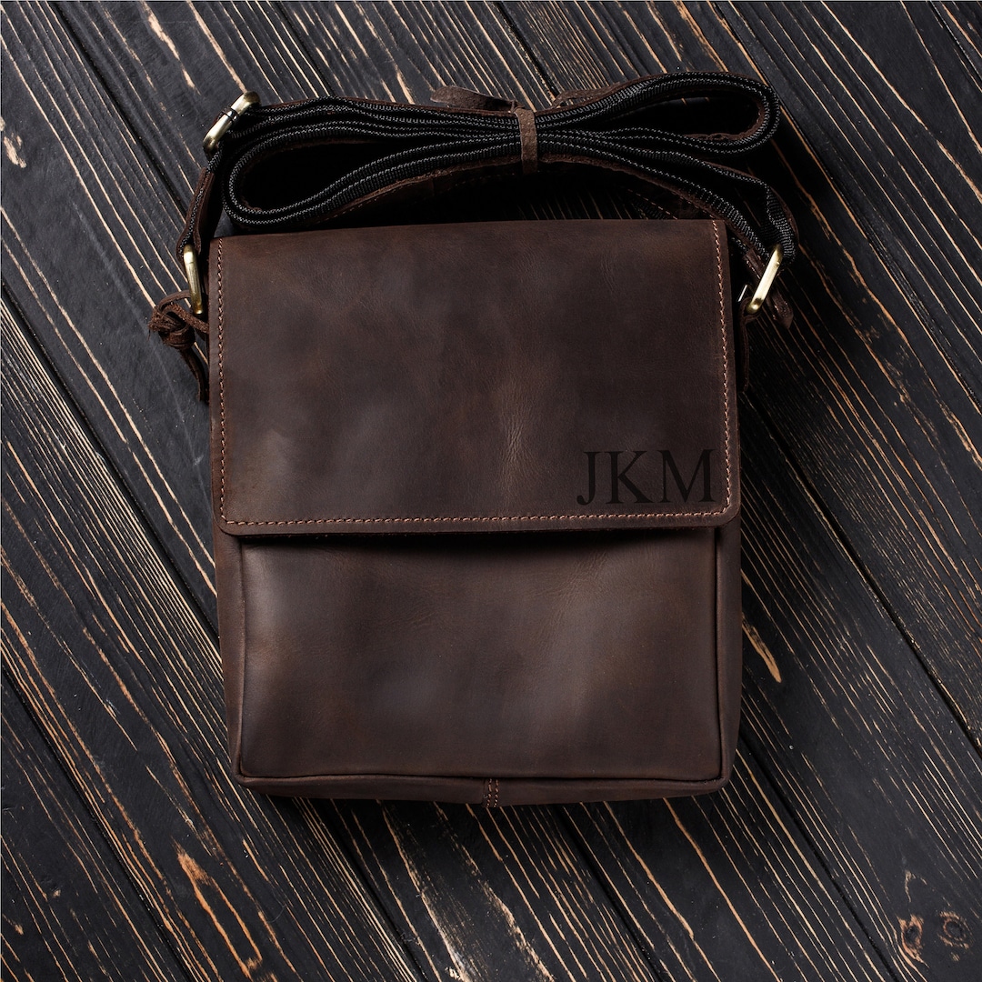 Personalized Leather Purse, Handmade Crossbody Bag for Men, Mens ...