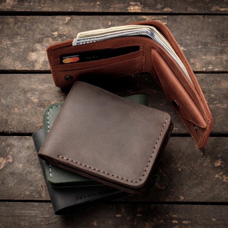 Dog Engraved Leather Bifold Wallet, Custom Men Wallet, Personalized ...