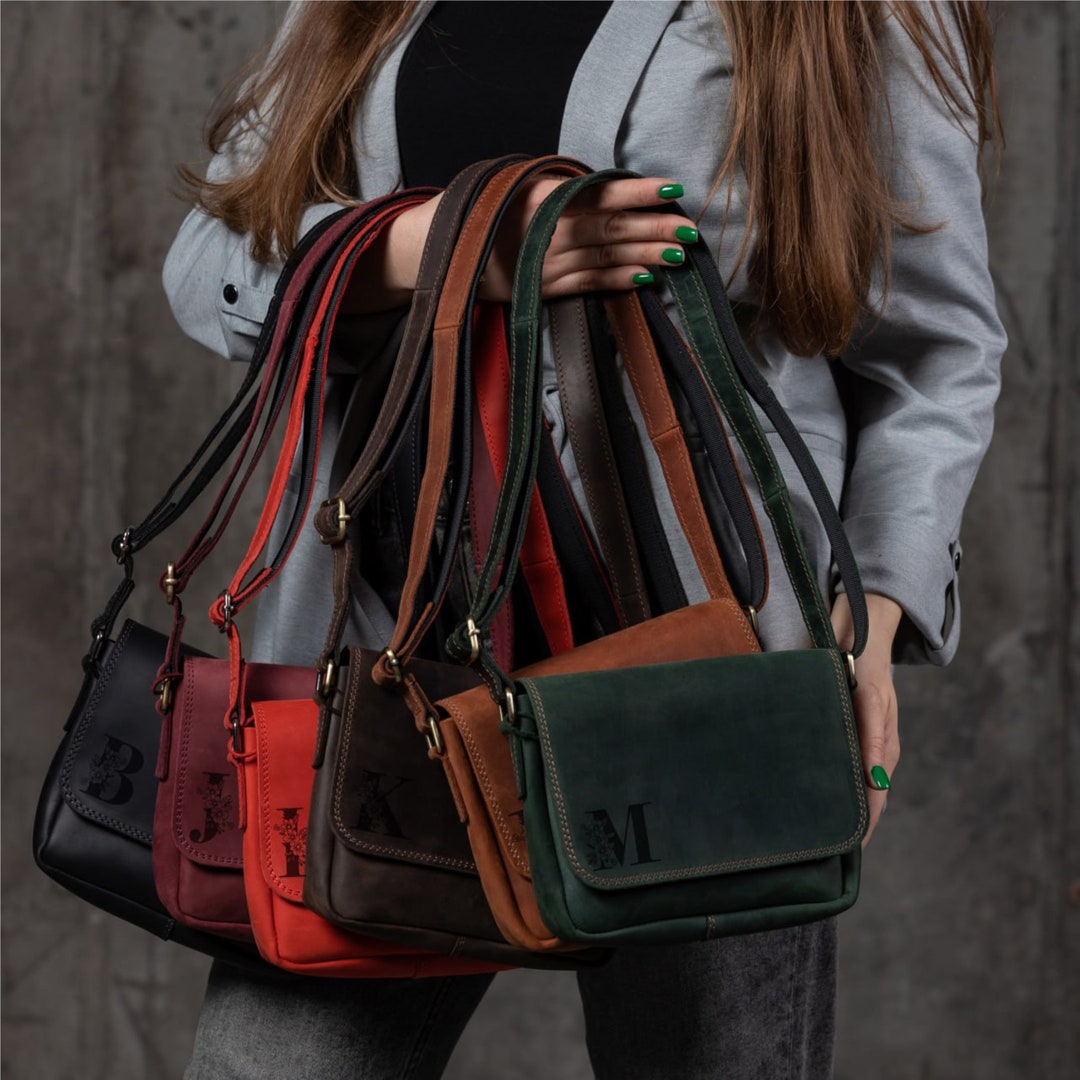 Personalized Shoulder Bag, Leather Crossbody Bag, Messenger Purse for ...