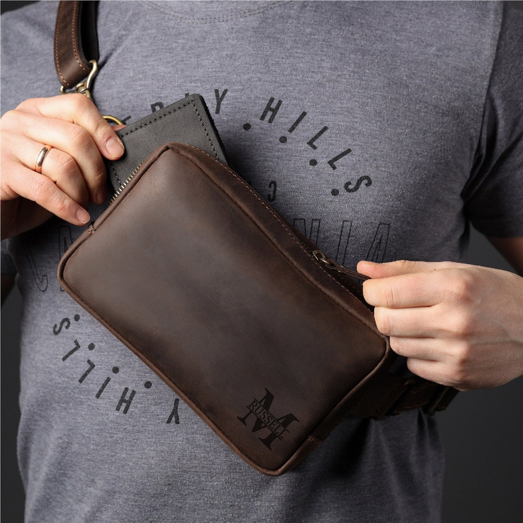 Personalized Leather Waist Bag for Men and Women, Handmade Leather Hip ...
