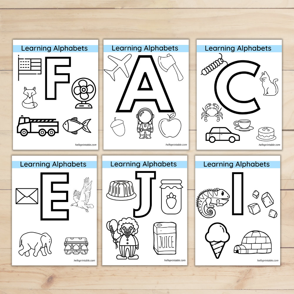 Learning Alphabets Coloring Pages With Images to Color - Toddlers and ...