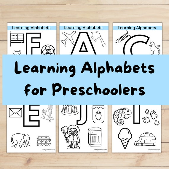 Learning Alphabets Coloring Pages With Images to Color - Etsy