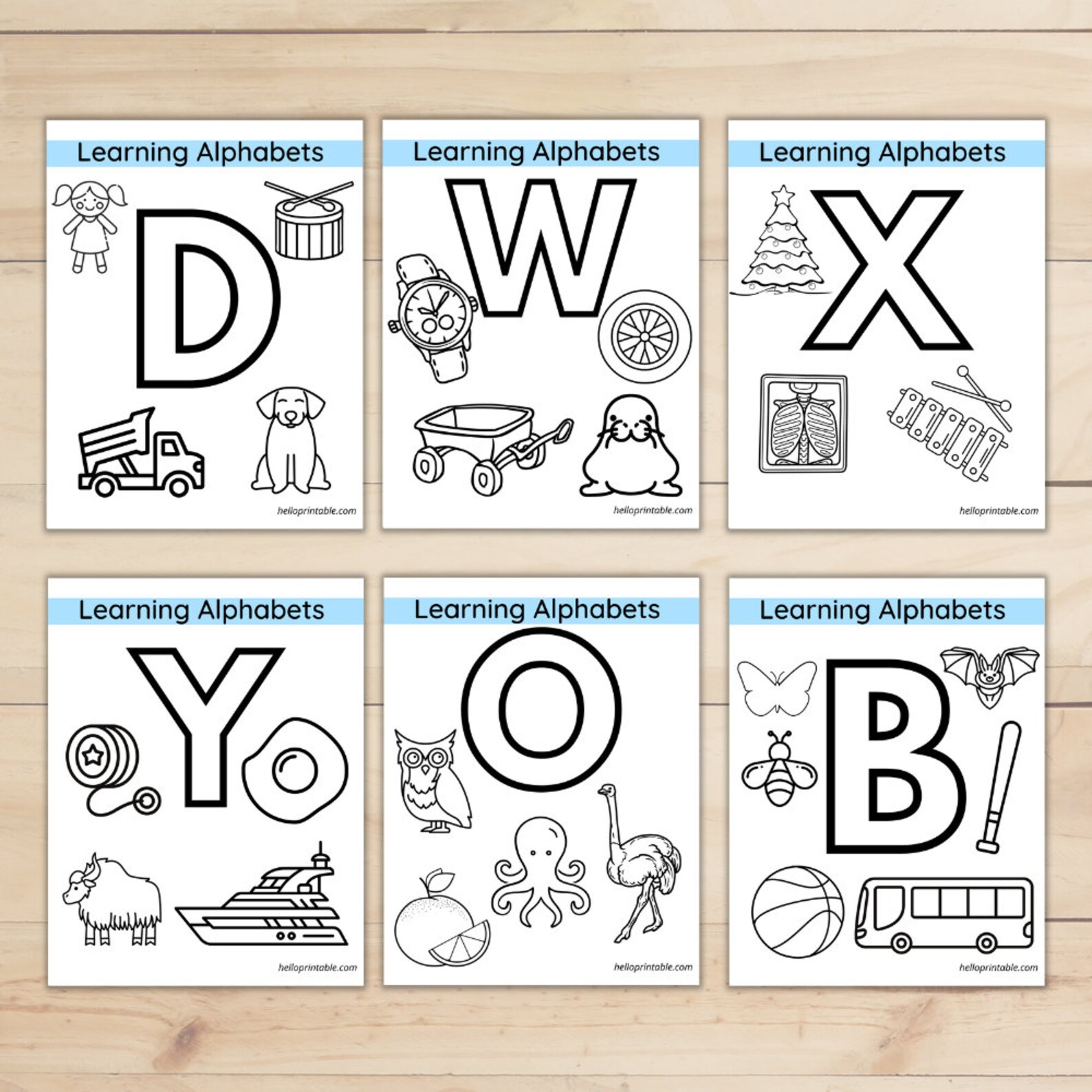 Learning Alphabets Coloring Pages With Images to Color Toddlers and ...