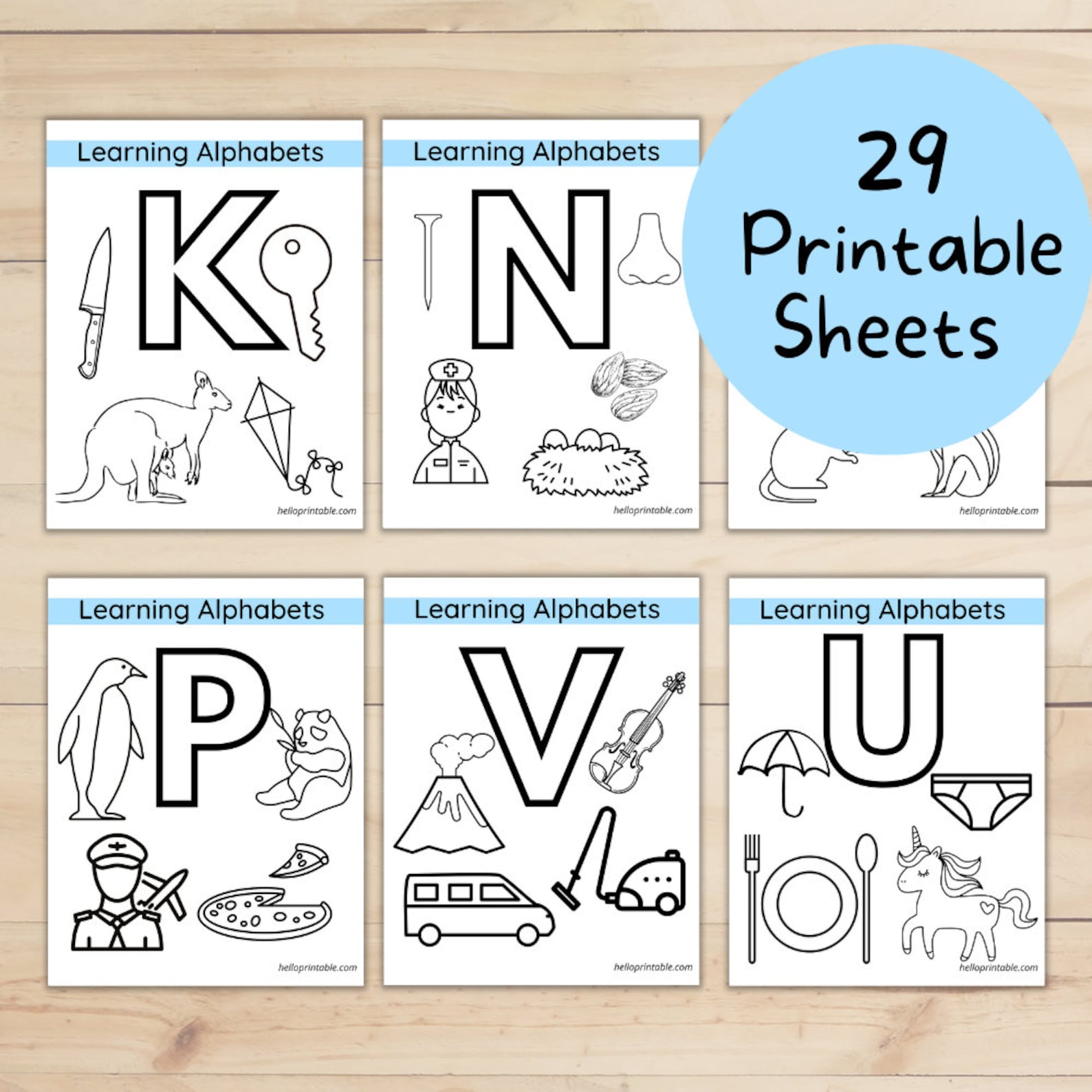 Learning Alphabets Coloring Pages With Images to Color Toddlers and ...