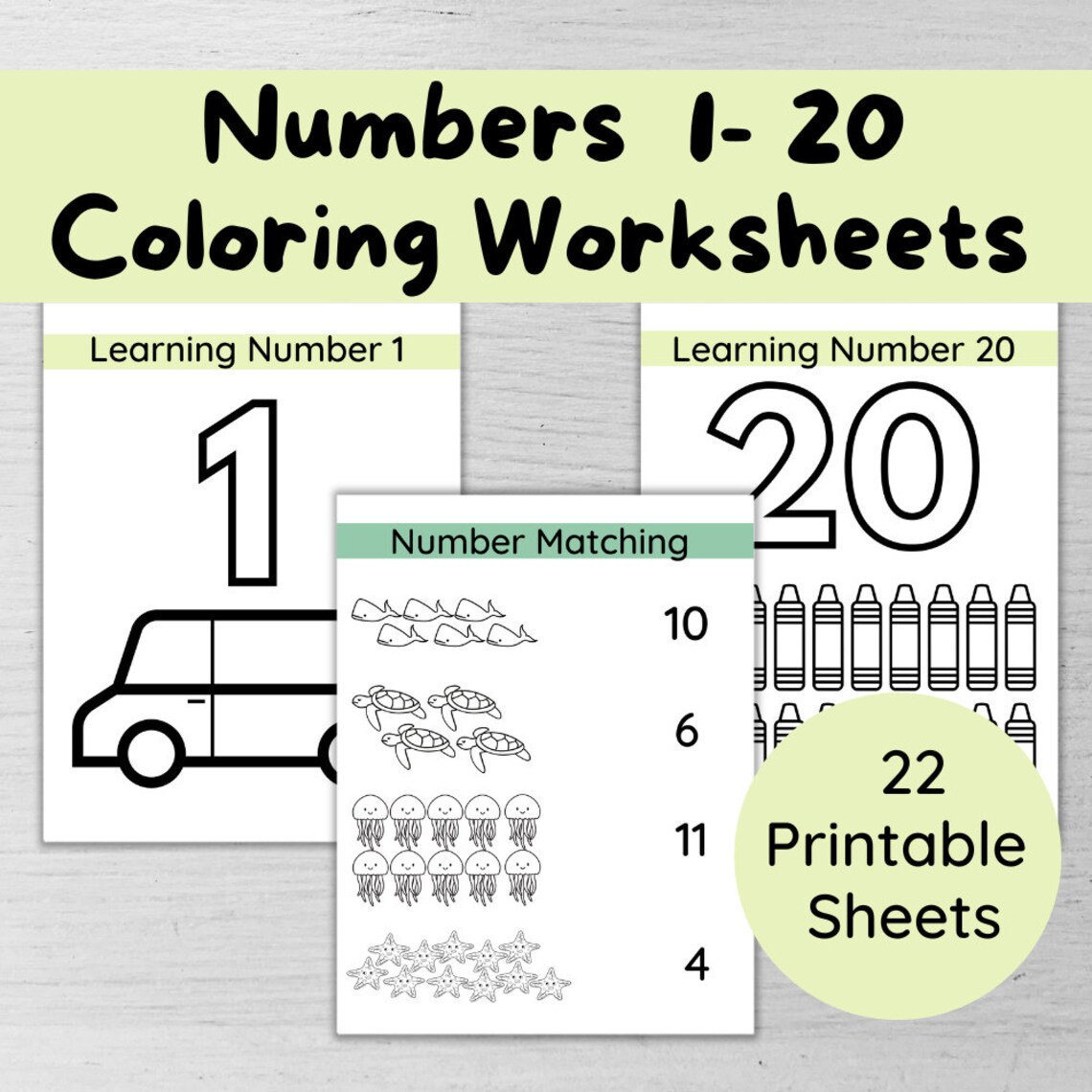 Numbers Coloring Worksheets for Preschool Kids, Toddlers - Count and ...