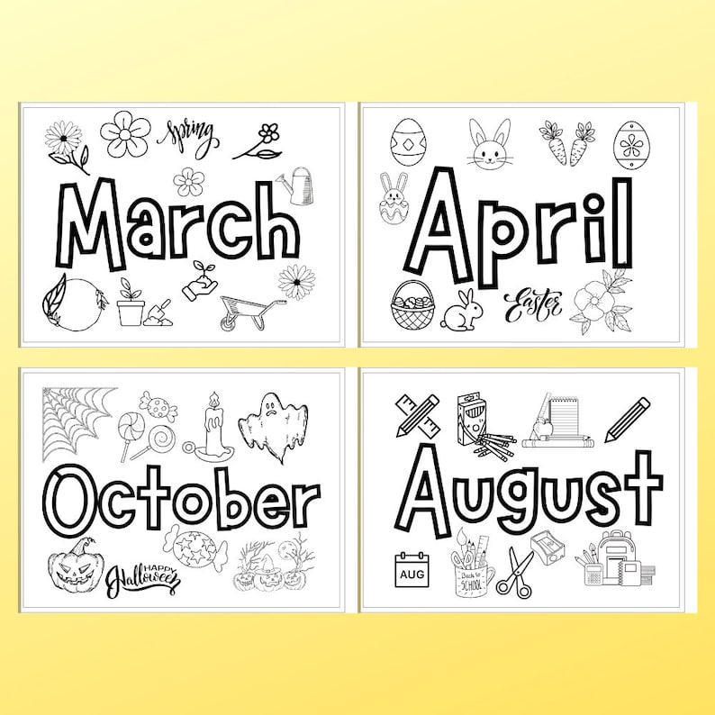 Months of the Year - 12 Printable Coloring Sheet for Teachers ...