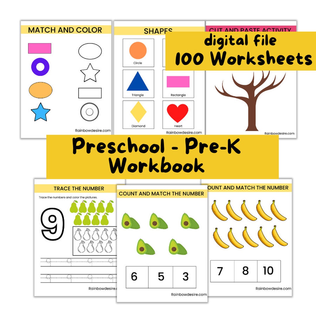 Printable Toddlers Learning Workbook Bundle Includes Math Worksheets ...