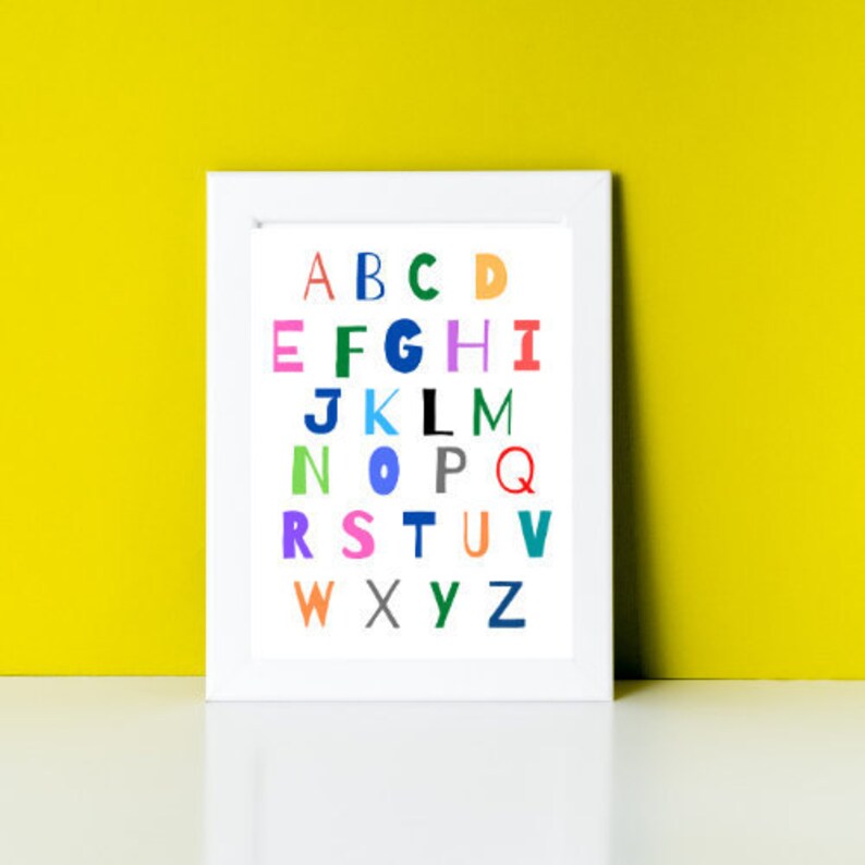 Alphabets Printable Poster for Kids Room, Nursery or Classroom Wall Art ...